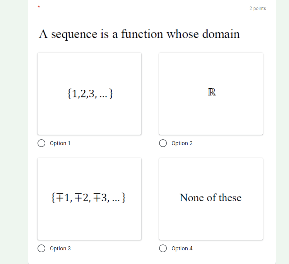 Solved 2 points A sequence is a function whose domain | Chegg.com