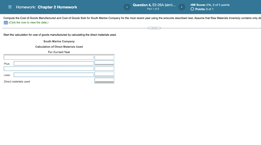 Solved = Homework: Chapter 2 Homework Question 4, E2-26A | Chegg.com
