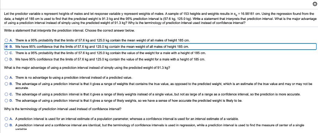 Solved 0 Let the predictor variable x represent heights of | Chegg.com
