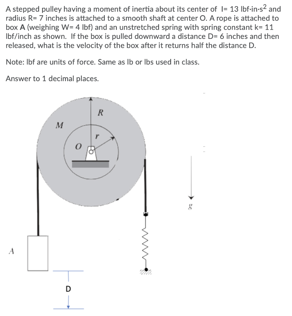 Solved A stepped pulley having a moment of inertia about its | Chegg.com