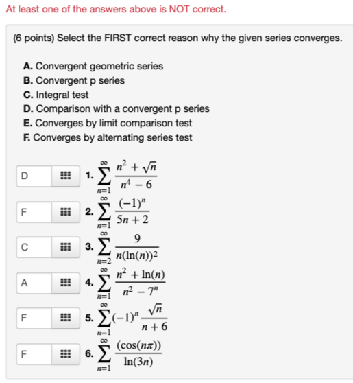 Solved At least one of the answers above is NOT correct. (6 | Chegg.com
