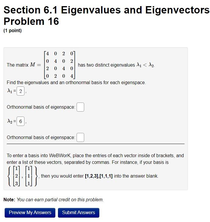 Solved Section 6.1 Eigenvalues and Eigenvectors Problem 16 | Chegg.com