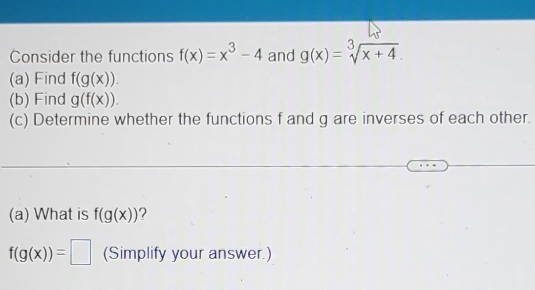 Solved Consider The Functions F X 8x 1 And G X 81 X−1 A