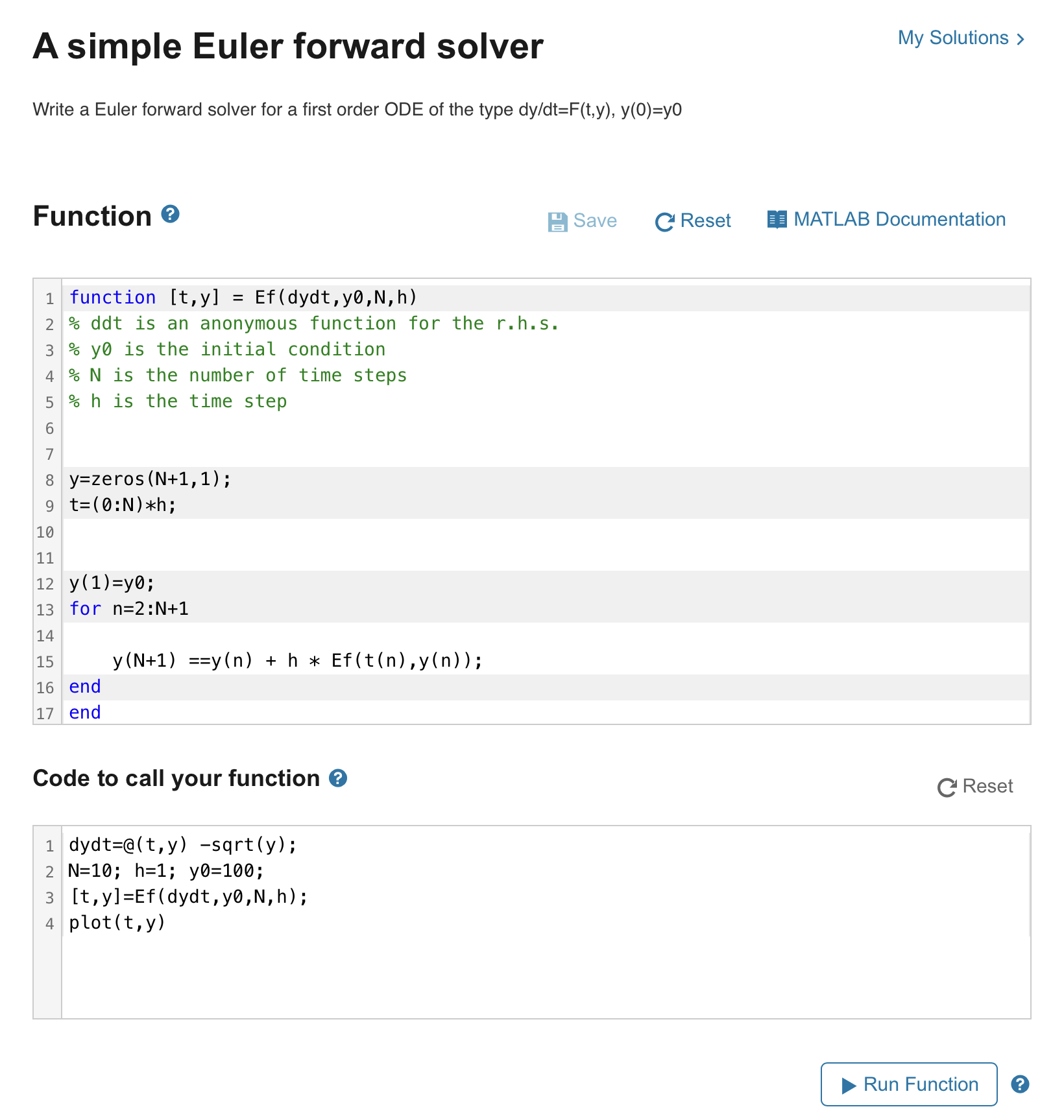 Solved Write a Euler forward solver for a first order ODE of | Chegg.com