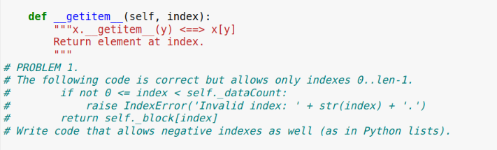 Solved Write code that allows negative indexes as well (as | Chegg.com