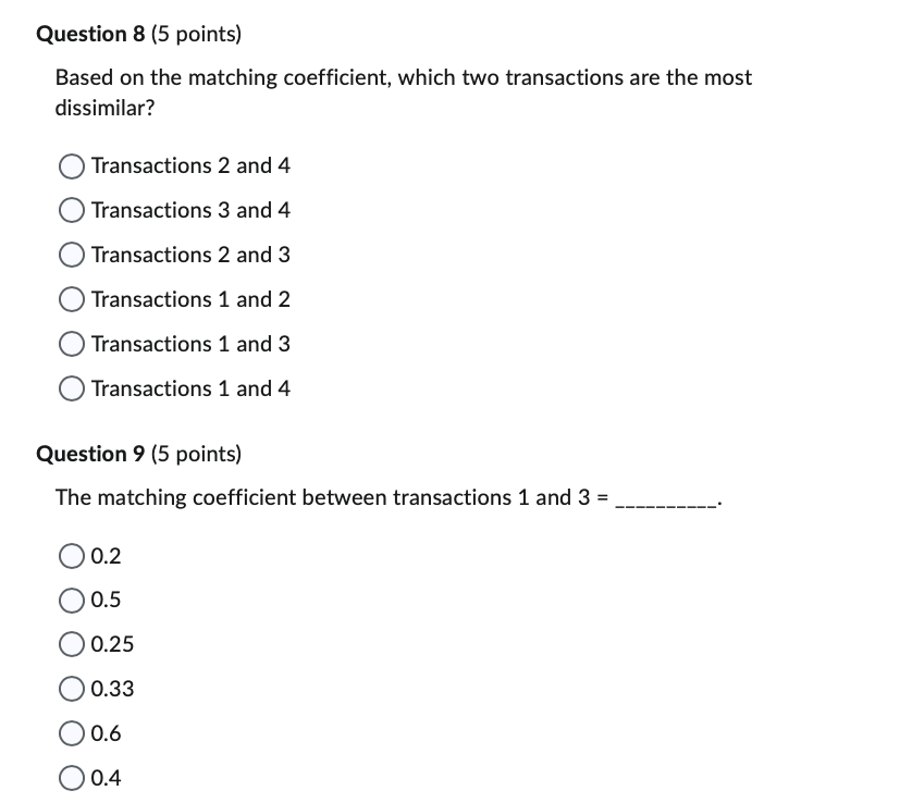 Solved [Chapter 5] Matching Coefficient and Jaccard's | Chegg.com