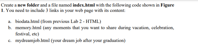 Create a new folder and a file named index.html with | Chegg.com