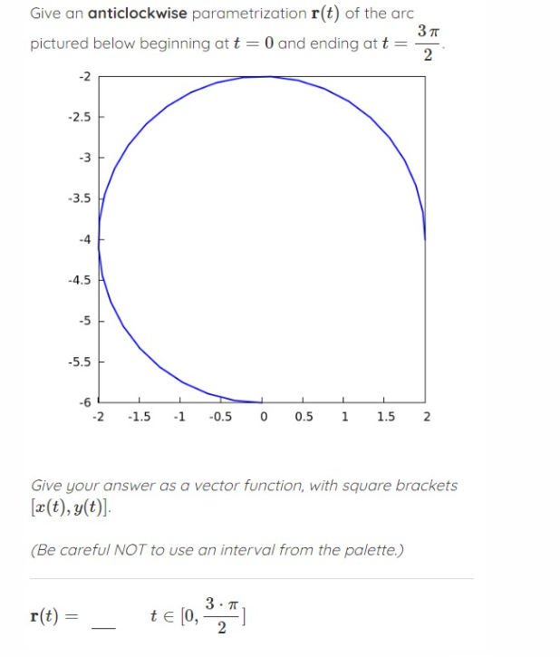 Solved Give an anticlockwise parametrization r(t) of the arc | Chegg.com