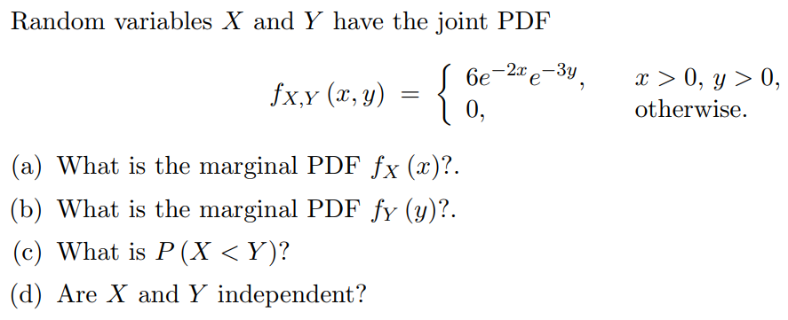 Solved Random variables X and Y have the joint PDF 0, | Chegg.com