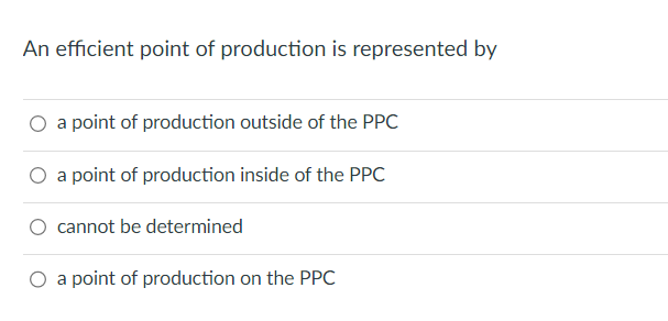 Solved An efficient point of production is represented by a | Chegg.com