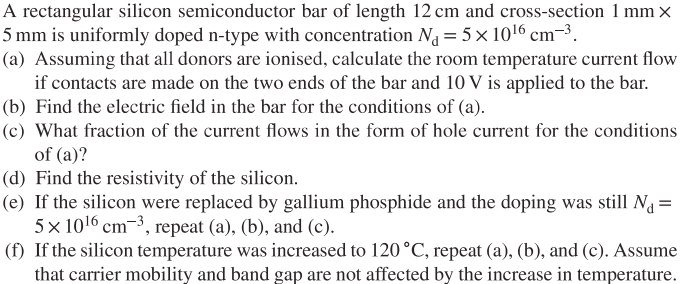 Solved A rectangular silicon semiconductor bar of length 12 | Chegg.com
