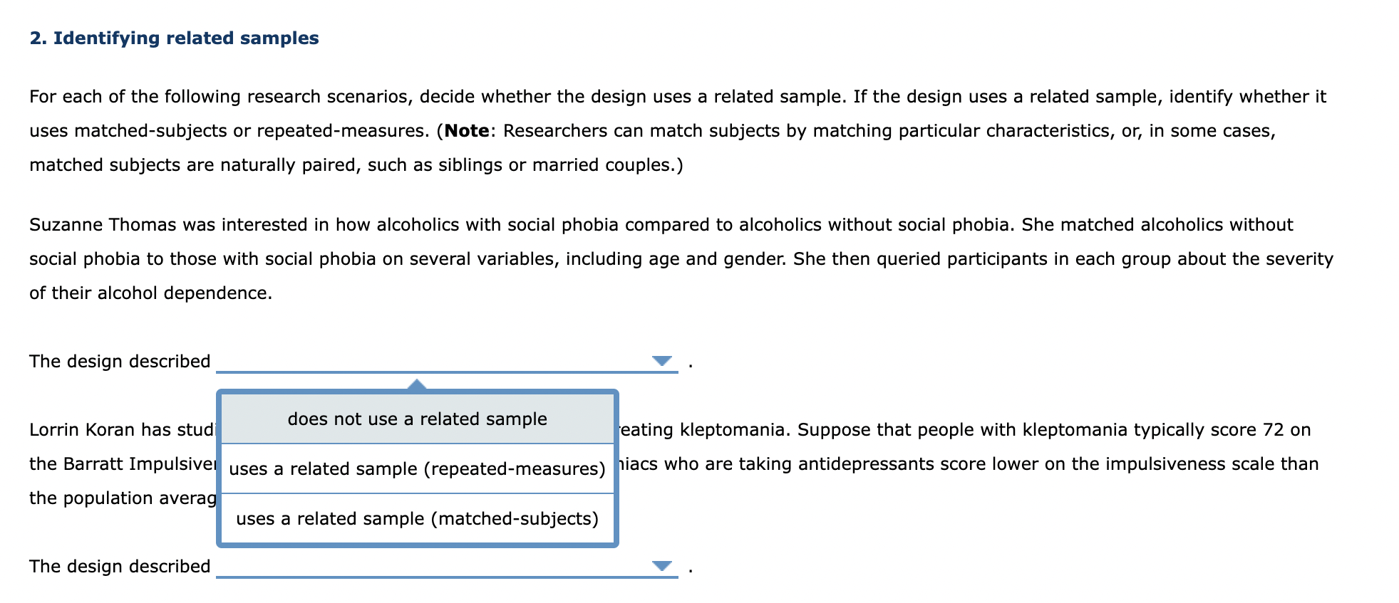 Solved 2. Identifying related samples For each of the | Chegg.com