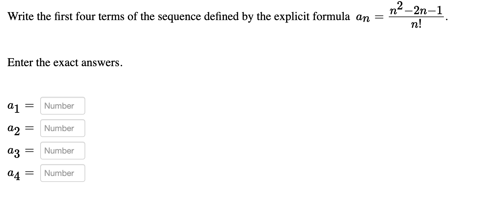 Solved n2–2n-1 Write the first four terms of the sequence | Chegg.com