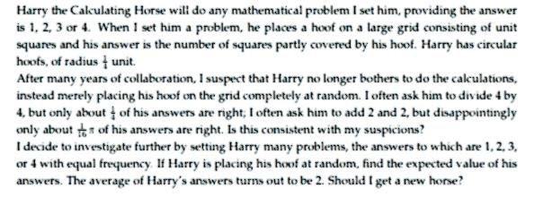Solved Harry the Calculating Horse will do any mathematical | Chegg.com