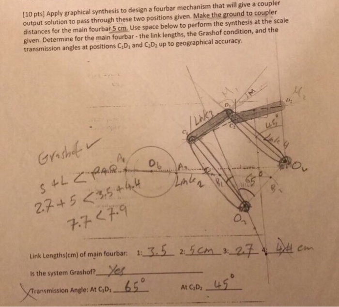 Apply graphical synthesis to design a fourbar | Chegg.com