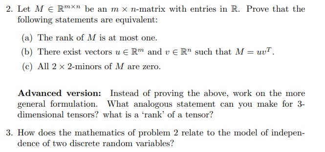 Solved 2. Let M∈Rm×n be an m×n-matrix with entries in R. | Chegg.com