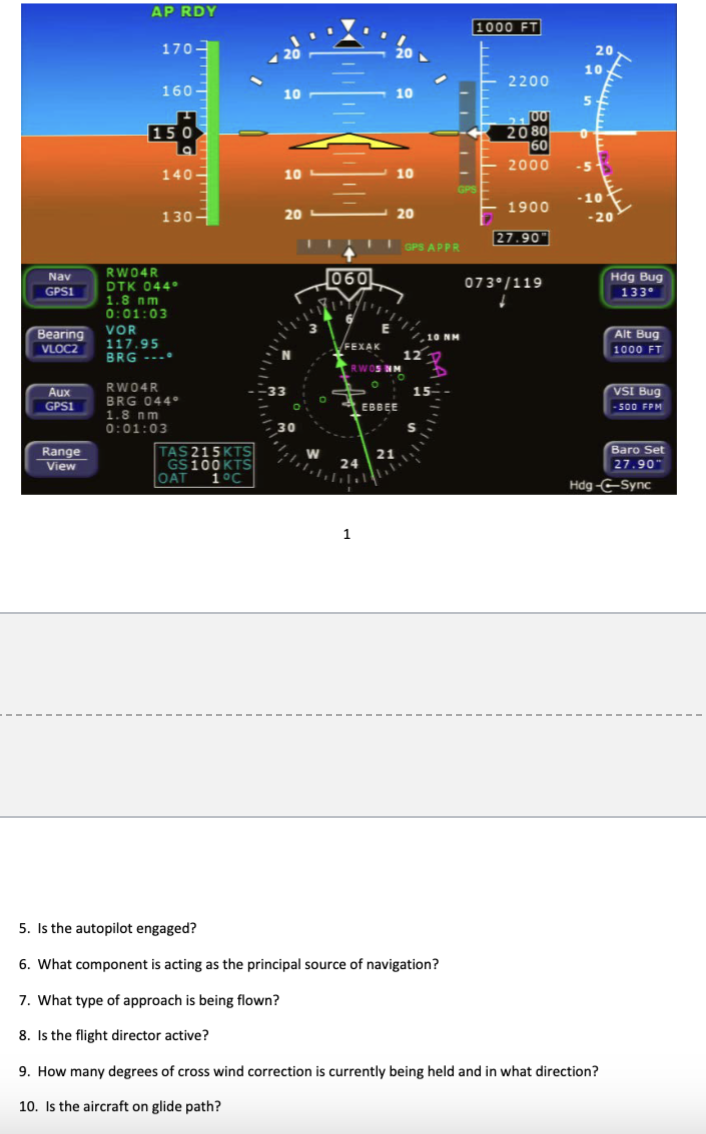Solved 5. Is the autopilot engaged? 6. What component is | Chegg.com