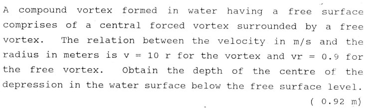 Solved A compound vortex formed in water having a free | Chegg.com