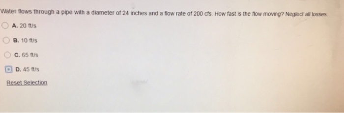 Solved Water flows through a pipe with a diameter of 24 | Chegg.com