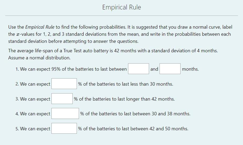 Solved Empirical Rule Use the Empirical Rule to find the | Chegg.com