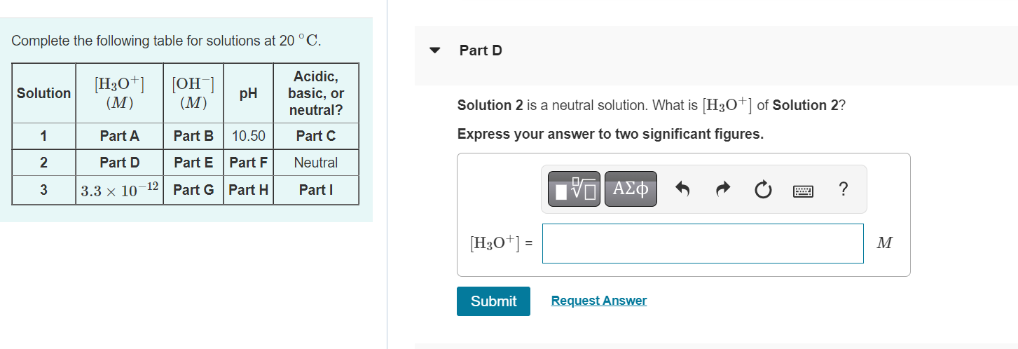 Solved Complete the following table for solutions at 20 °C. | Chegg.com