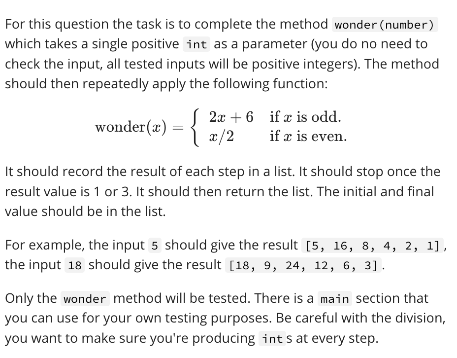 Solved For this question the task is to complete the method | Chegg.com