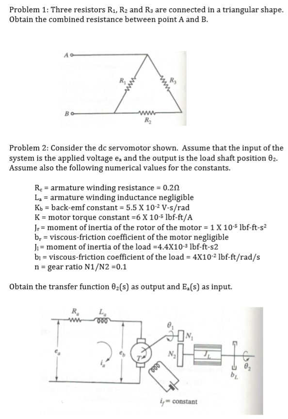Problem 1: Three resistors Ri, R2 and Rs are | Chegg.com