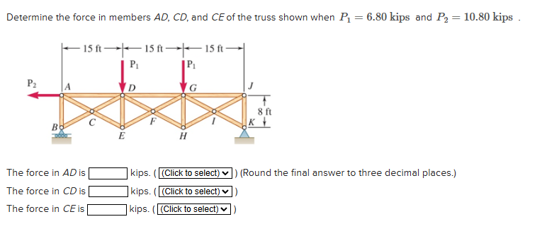 Solved Determine The Force In ﻿members Ad Cd ﻿and Ce Of