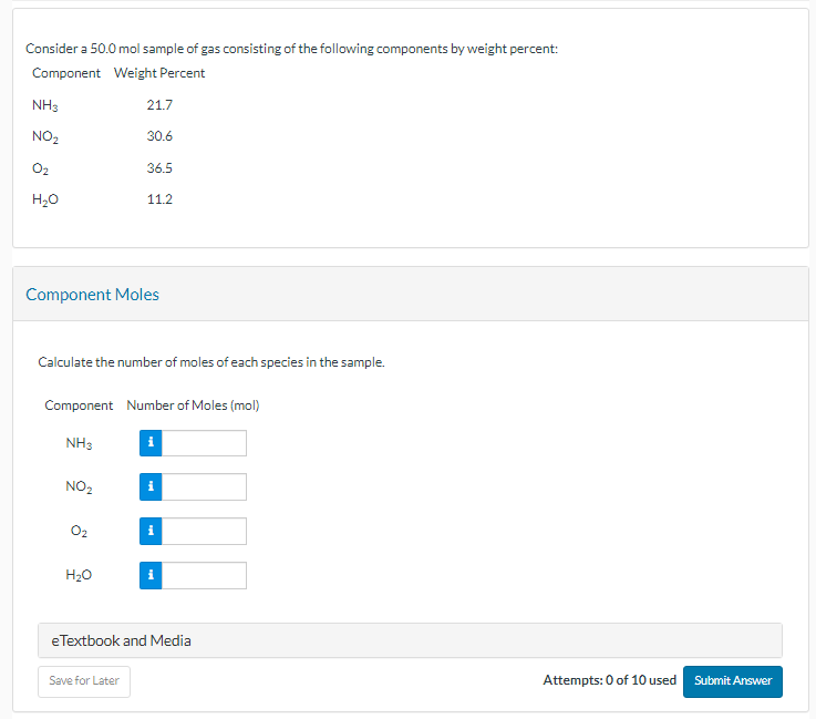 Solved Consider a 50.0 ﻿mol sample of gas consisting of the | Chegg.com