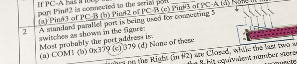 Solved port Pin#2 is connected to the (a) Pin\#3 of PC-B (b) | Chegg.com