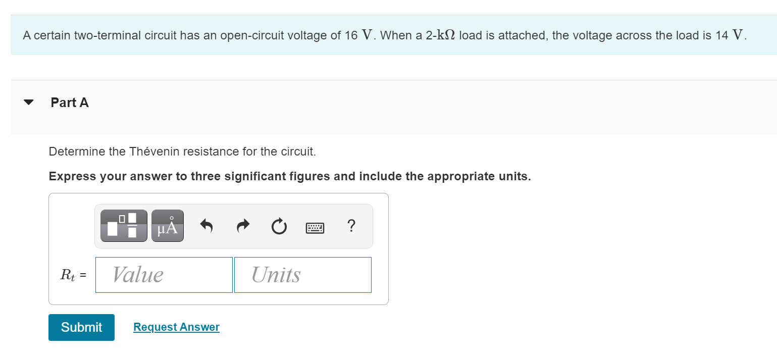 Solved A certain two-terminal circuit has an open-circuit | Chegg.com