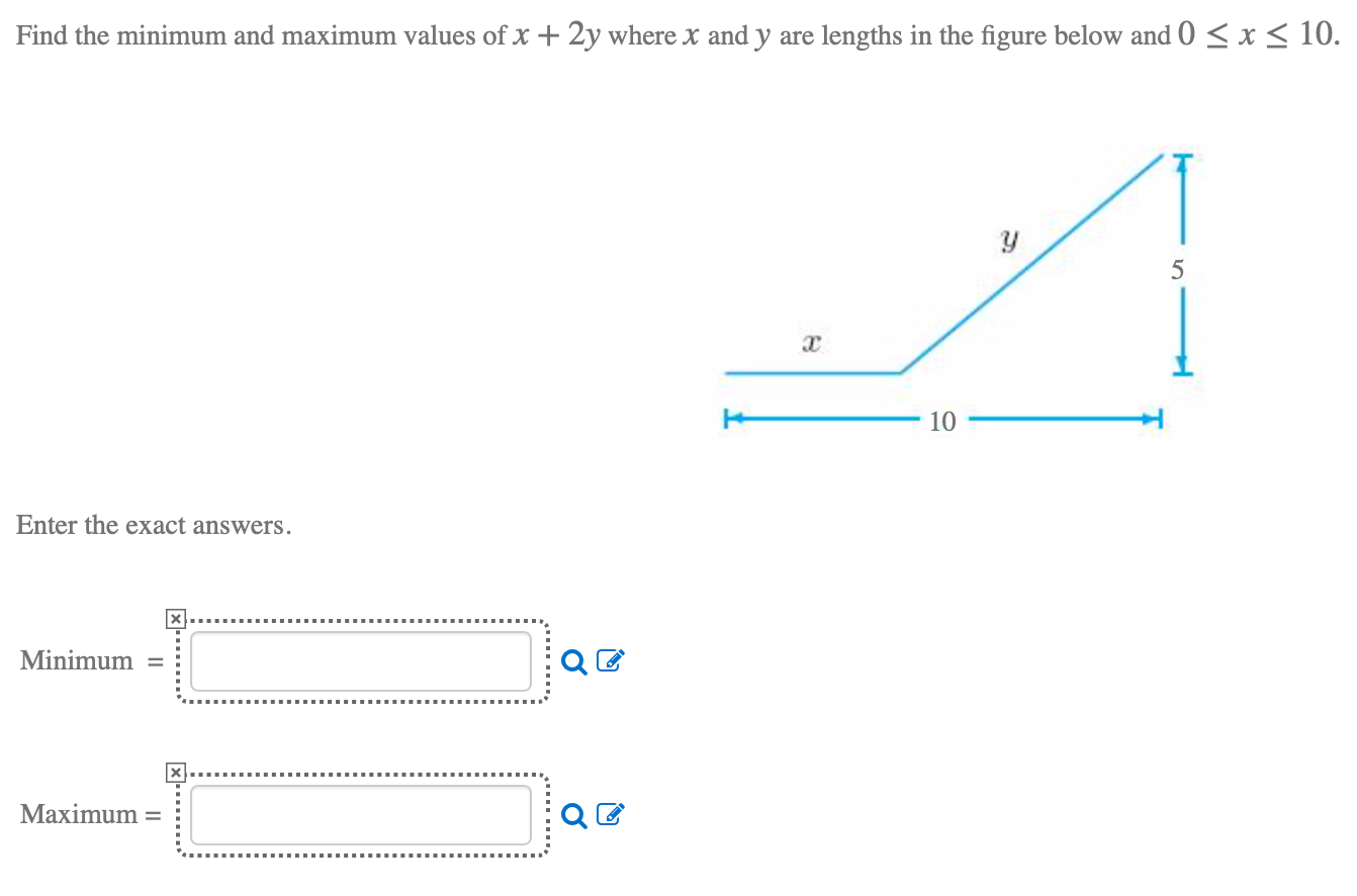 Solved Find the minimum and maximum values of x + 2y where x | Chegg.com