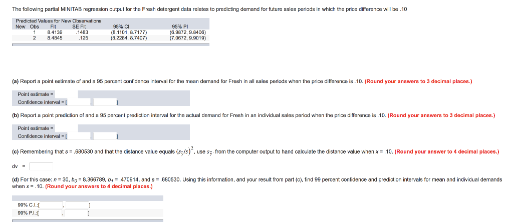 Solved The following partial MINITAB regression output for | Chegg.com