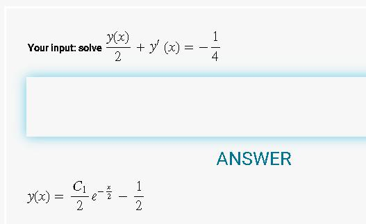 Solved 1 Yx) Your input: solve 2 + y (x) 4 ANSWER Y(x) = 2 | Chegg.com
