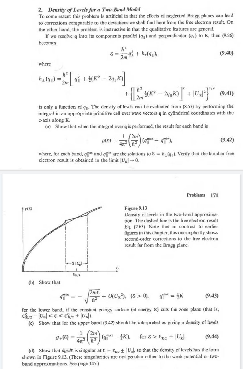 2. Density of Levels for a Two-Band Model To some | Chegg.com