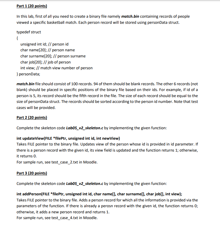Solved Part 4 (20 points) Complete the skeleton code | Chegg.com