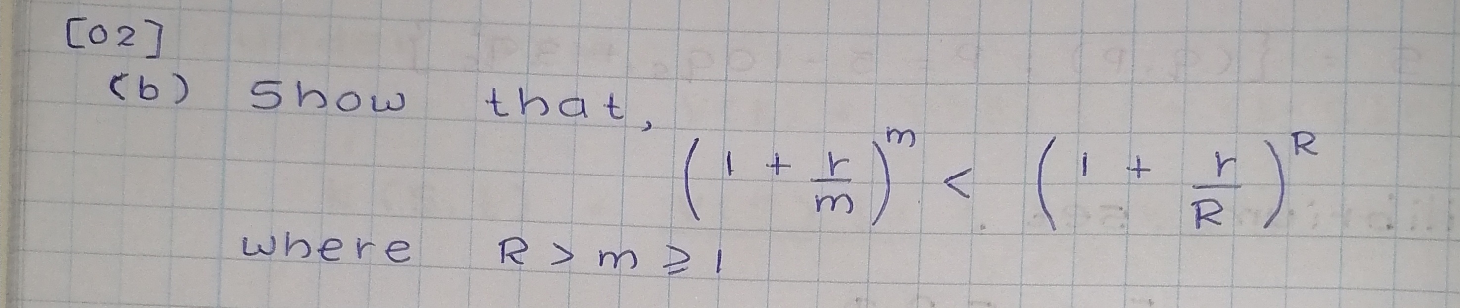 Solved 02(b) ﻿Show that,(1+rm)m m≥1 | Chegg.com