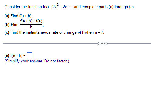 Solved Consider the function f(x)=2x2−2x−1 and complete | Chegg.com