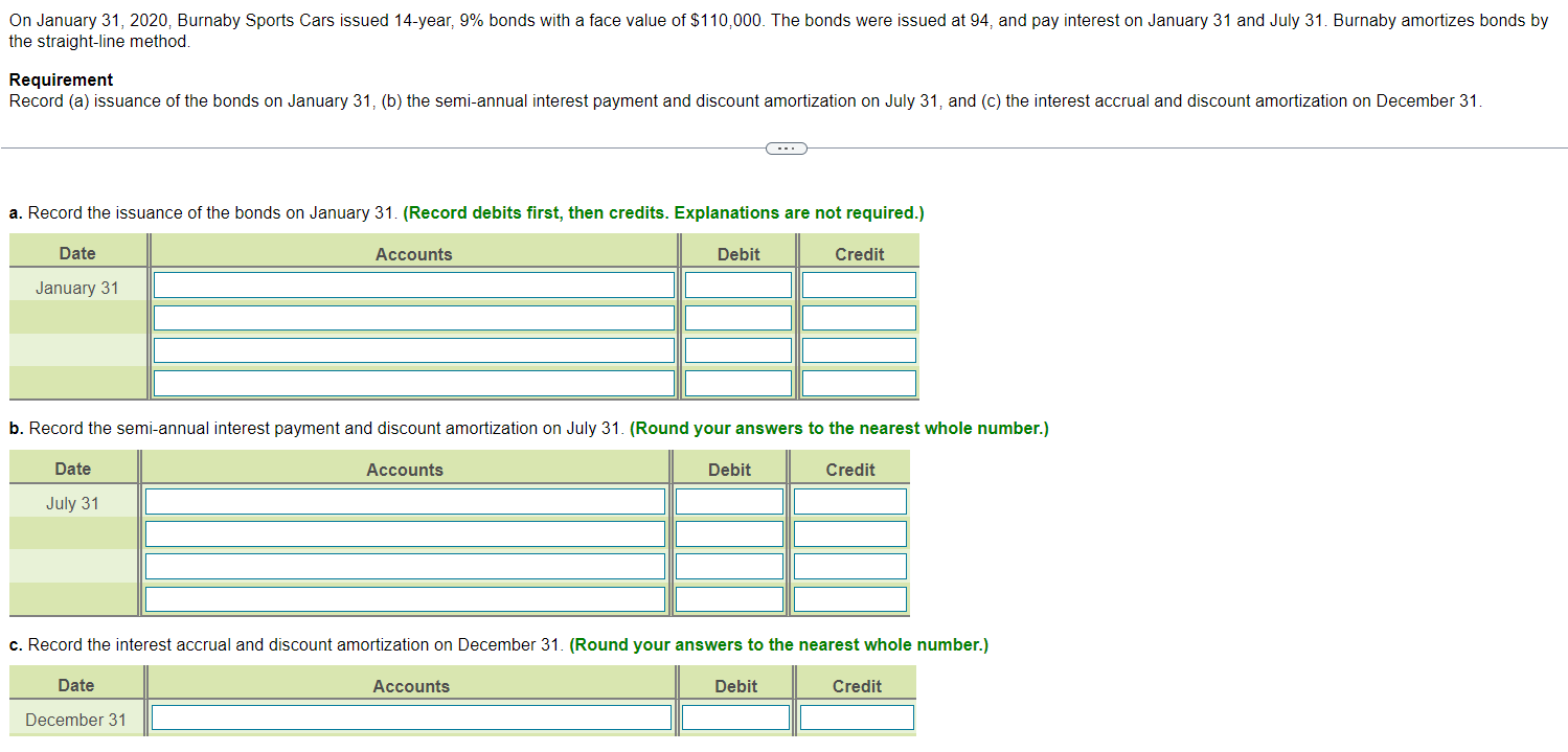 Solved c. Record the interest accrual and discount | Chegg.com