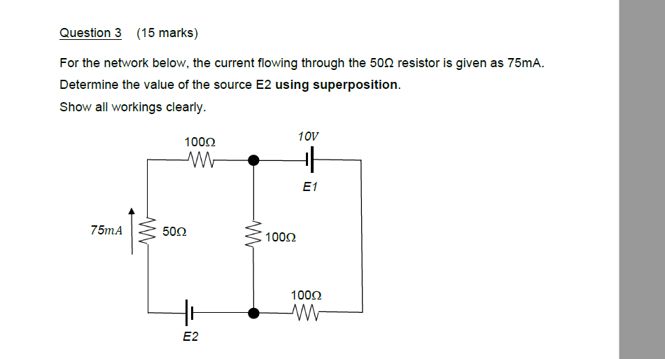 Solved For the network below, the current flowing through | Chegg.com