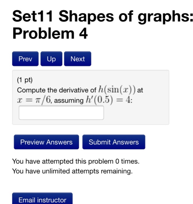 Solved Set11 Shapes of graphs: Problem 4 Prev Up Next (1 pt) | Chegg.com