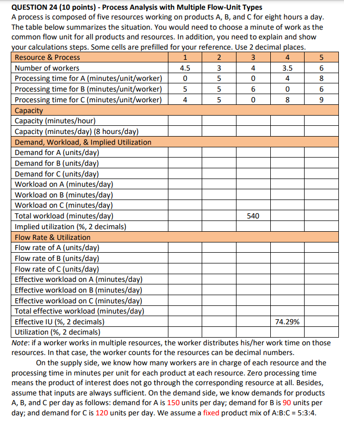 Solved 5 6 0 4 QUESTION 24 (10 points) - Process Analysis | Chegg.com