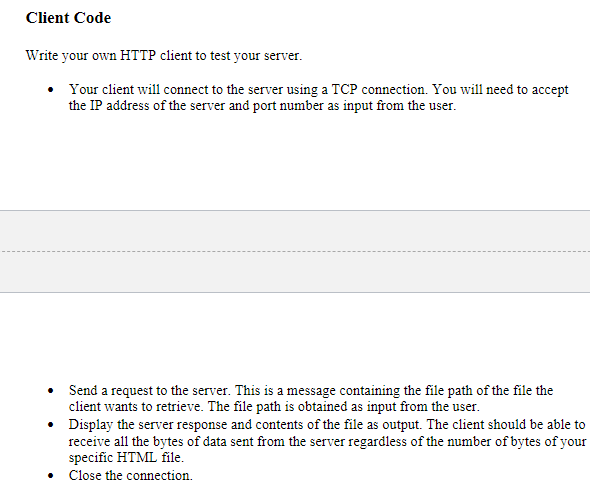 Solved You will develop a web server that handles one HTTP | Chegg.com