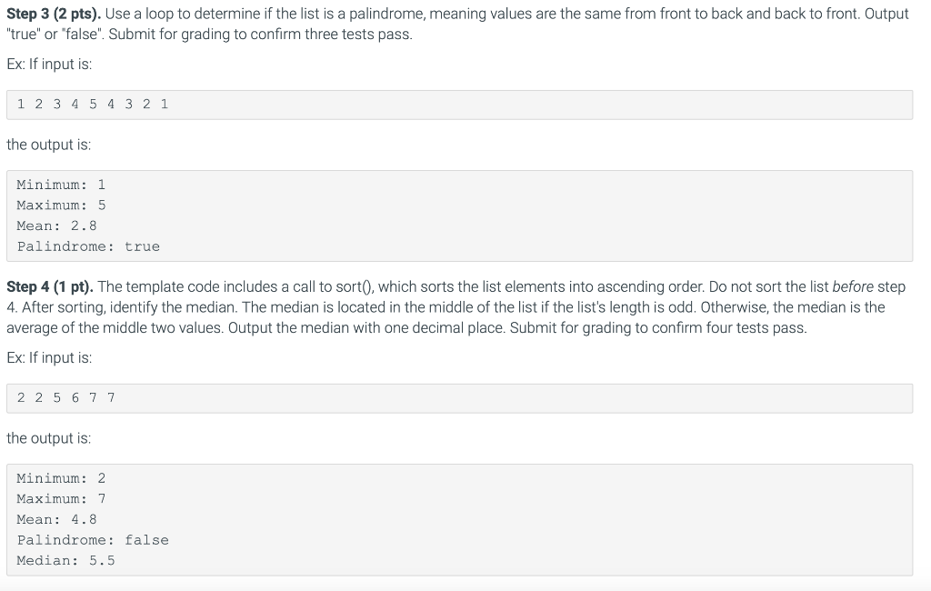 Solved 14.4 List statistics Program Specifications Write a | Chegg.com