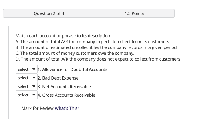Solved Match each account or phrase to its description. A. | Chegg.com