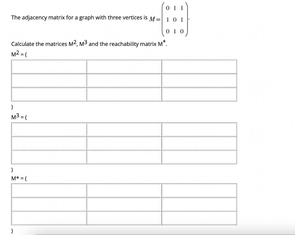 Solved loui The adjacency matrix for a graph with three | Chegg.com