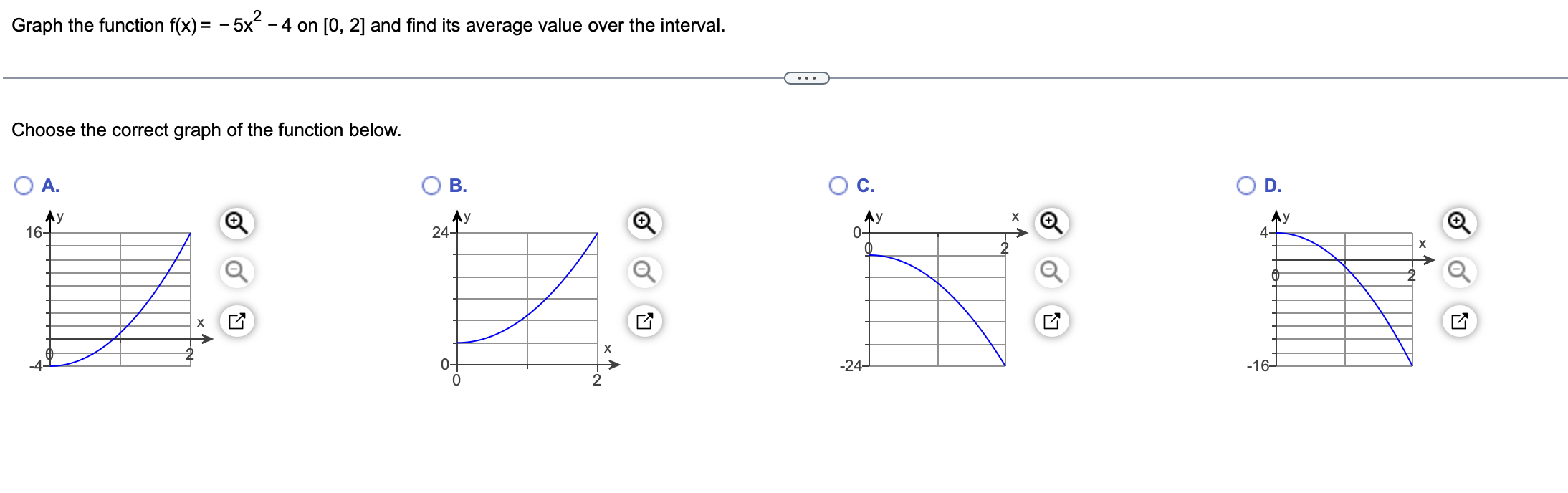 Solved Graph the function f(x)=-5x2-4 ﻿on 0,2 ﻿and find its | Chegg.com