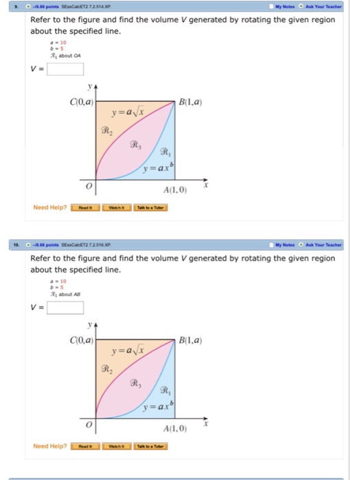 Solved Refer to the figure and find the volume V generated | Chegg.com