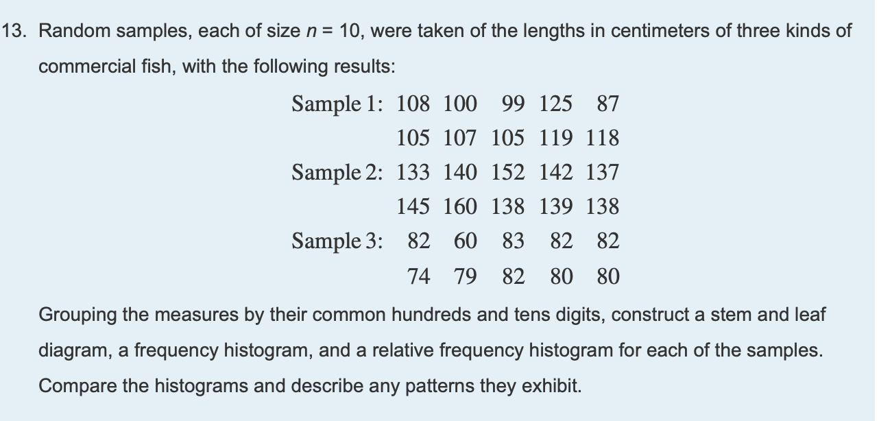 Solved 13. Random samples, each of size n = 10, were taken | Chegg.com