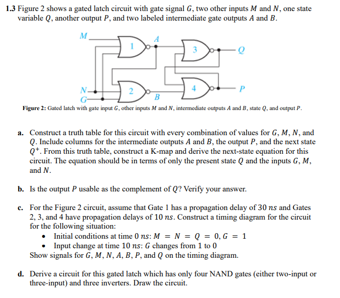 Solved 1.3 ﻿Figure 2 ﻿shows a gated latch circuit with gate | Chegg.com